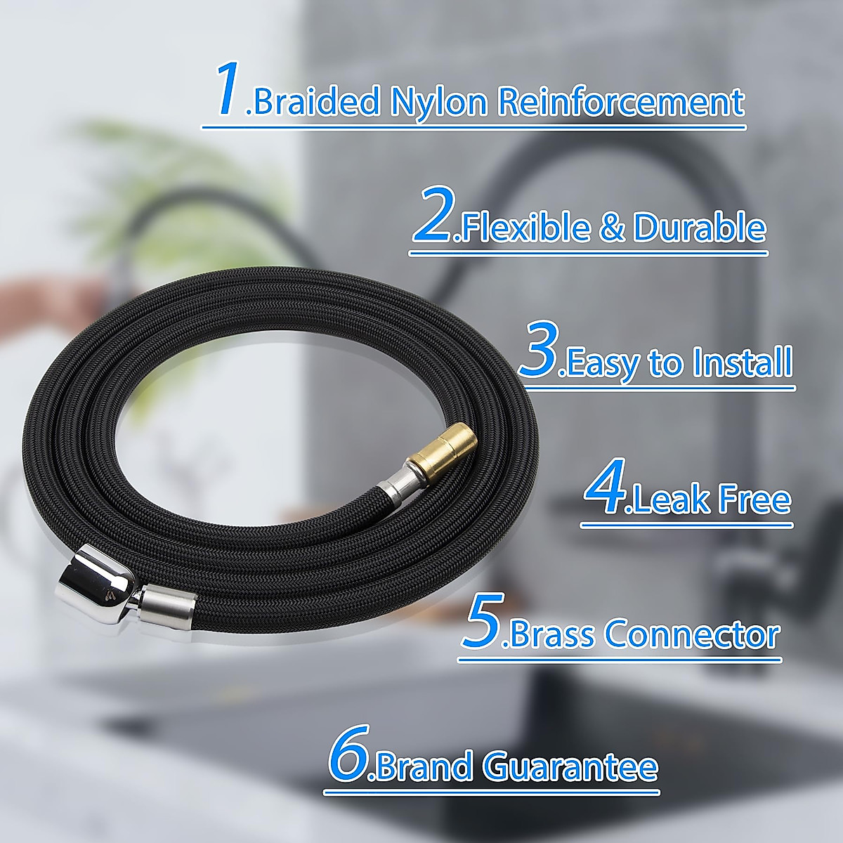 Faucet Hose Kohler Parts Replacement K-1219935-BC Pull-Down Hose For Sink 67-Inch Bright Chrome Finish Pull-Out Kitchen Faucet Replacemnet Kohler Part K-1304674-BC