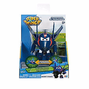 Super Wings - 5" Transforming Agent Chase Airplane Toys Action Figure | Plane to Robot | Fun Toy Plane Vehicle for 3 4 5 year old Boys and Girls | Preschool Kids Birthday Gift for Pretend Play , Blue