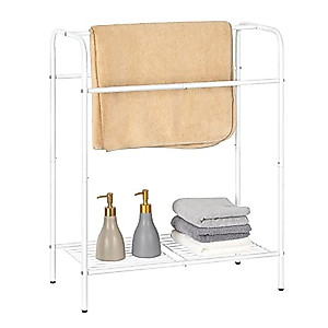 Towel Racks for Bathroom Freestanding 3-Tier Towel Stand Rack for Bath Towel Stand Holder with Bottom Storage Shelf Organizer for Laundry Room White