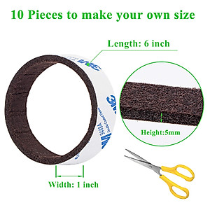 Felt Strips 10Pieces Pack 1x 6 Inches Self Adhesive Brown Furniture Felt Strips Anti Scratch Heavy Duty 5mm Thick Floor Protector for Rocking Chair for Hardwood Floor