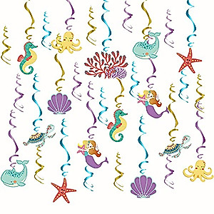 DmHirmg OceanHangingSwirl Decoration, OceanSwirl Decorations Hanging SwirlSpiral Decorations of OceanThemed, Under the Seas HangingSwirl Decorations OceanAnimals Parties Supplies