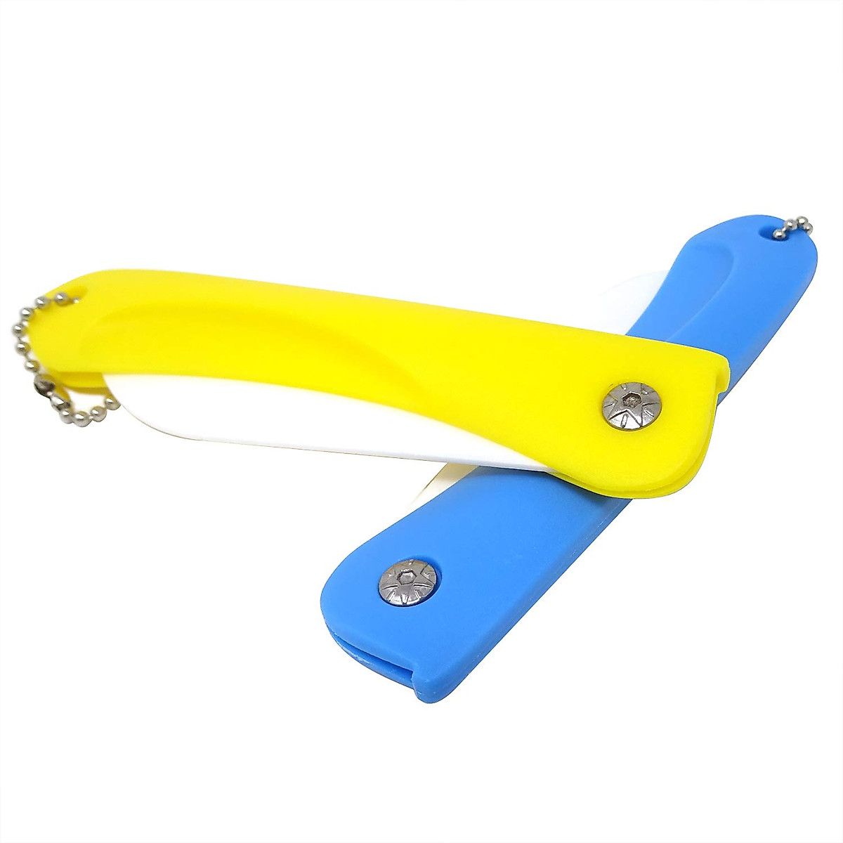 Honbay 2PCS Ceramic Folding Knife Handy Fruit Knife for Home, Travel, Picnic, Camping, etc (Blue+Yellow)