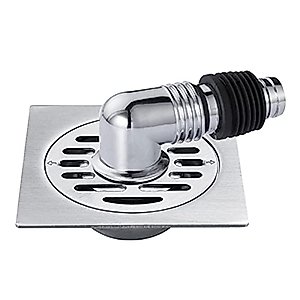 Washing Machine Floor Drain Cover, Shower Drain Floor Drain Cover with Pipe Connector, Square One-Way Drain Valve Fast Drainage Shower Plug Insert Drain Plug(Silver)
