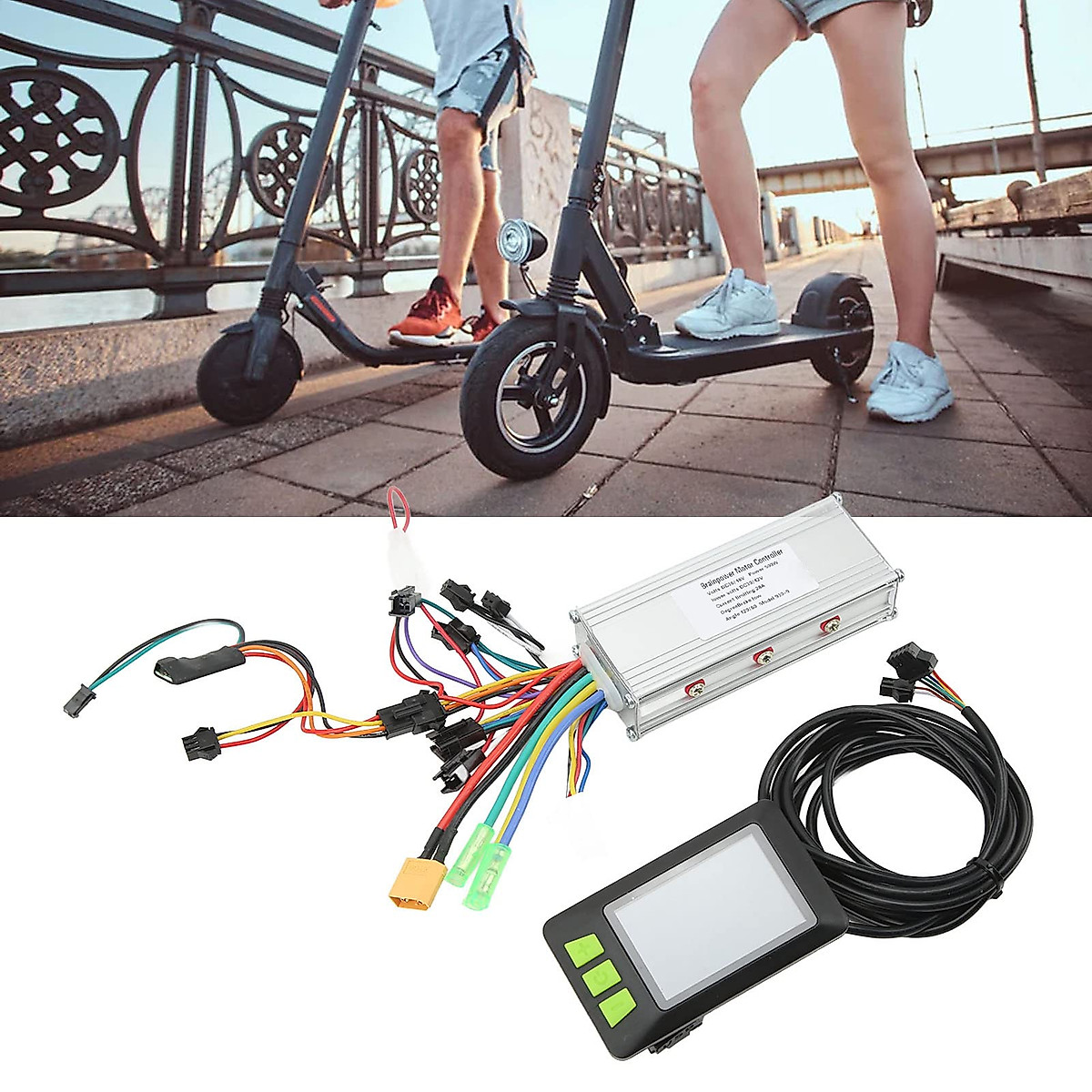 SPYMINNPOO Electric Motor Controller,36V 48V 500W Electric Bike Controller LCD Display Professional Scooter Brushless Controller Kit for 22.5mm Handlebar