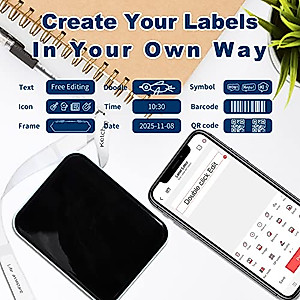 MAOZUA Label Maker Machine with Tape, Portable Bluetooth Thermal Label Printer for Office Home Kitchen Organization, Compatible with iOS, Android