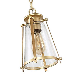 KSANA Gold Pendant Lighting for Kitchen Island, Hanging Brass Light Fixtures with Seeded Glass for Dining Room, Foyer