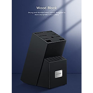 Knipan Kitchen Knife Set with Block, 16 Pieces Professional Stainless Steel Forged Chef Knife Block Set, Ultra Sharp Knives with Wood Handle, Black