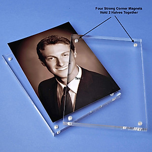 unum Clear Acrylic 4x6 Picture Frame - Luxury Magnetic Floating Picture Frames - Lucite Block Frame Desk, Shelf or Table - 3 PACK