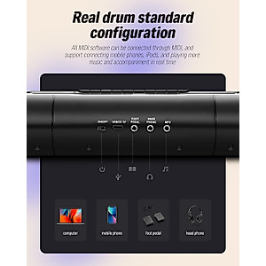 Donner Electronic Drum Set, 7 Pads Electric Drum Pad Roll Up Quiet Drum Pad Built-in Speaker, 40 Drum Lessons Included, Kids Holiday Christmas & Birthday Gift Instrument Toys(DED-20)