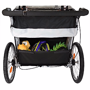ClevrPlus Deluxe 3-in-1 Double 2 Seat Bicycle Bike Trailer Jogger Stroller for Kids Children | Foldable w/Pivot Front Wheel, Grey