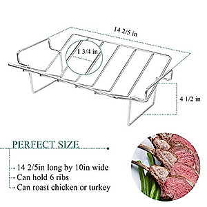 KAMaster Turkey Rack for Big Green Egg Rib Rack Stainless Steel for Smoking and Grilling Dual Purpose V Shaped Turkey Roasting Rack for Large BGE,Kamado Grill Joe,Primo,Vision and Other 18in Grill