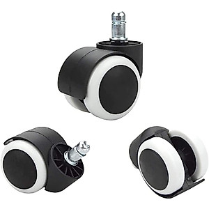 Office Chair Caster Wheels Set of 5 Office Chair Revolving Chair Casters Replacement Nylon Furniture Wheels Premium Computer Desk Castor Bearing Capacity 125KG / 276lbs (5) Colour Name:Plunger Stem He