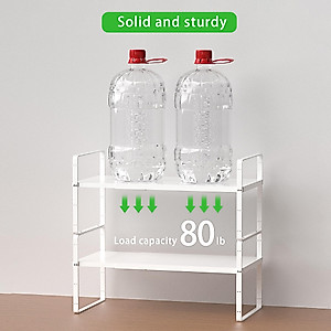 SOFRON Expandable Cabinet Storage Shelf Stackable Organizer Rack for Kitchen Bathroom Pantry Spice Cupboard Countertop Home Office Desk Heavy Duty Nonslip White Small 1 Pack