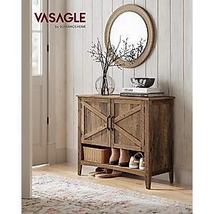 VASAGLE Shoe Cabinet, 3-Tier Shoe Storage Organizer, Shoe Shelf, Traditional American, Freestanding Cabinet with Height-Adjustable Shelf, 13.8 x 31.5 x 27.6 Inches, Entryway, Honey Brown ULBC038B01