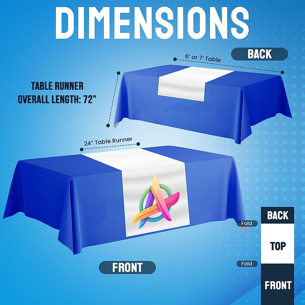 Ships Next Day, Made in USA - Custom Table Runner with Business Logo - Events, Parties, Ceremonies - Personalized Kitchen Decor & Small Business Essentials (24"x72")