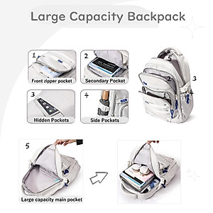 LANSHIYA Cute Aesthetic Backpack for Girls Middle School Students Bookbag Teens Solid Color Lightweight Travel Daypack Casual Schoolbag with Coin Pouch,Blue