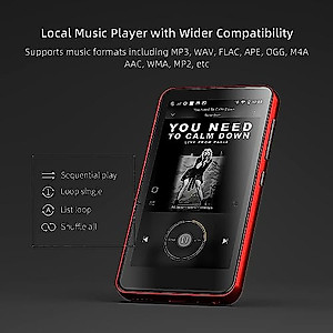 innioasis 16GB MP3 Player with Bluetooth and WiFi, Spotify, Pandora, Amazon Music, Audible, 4" Touch Screen Android Streaming MP3 MP4 Player (Red_Black)