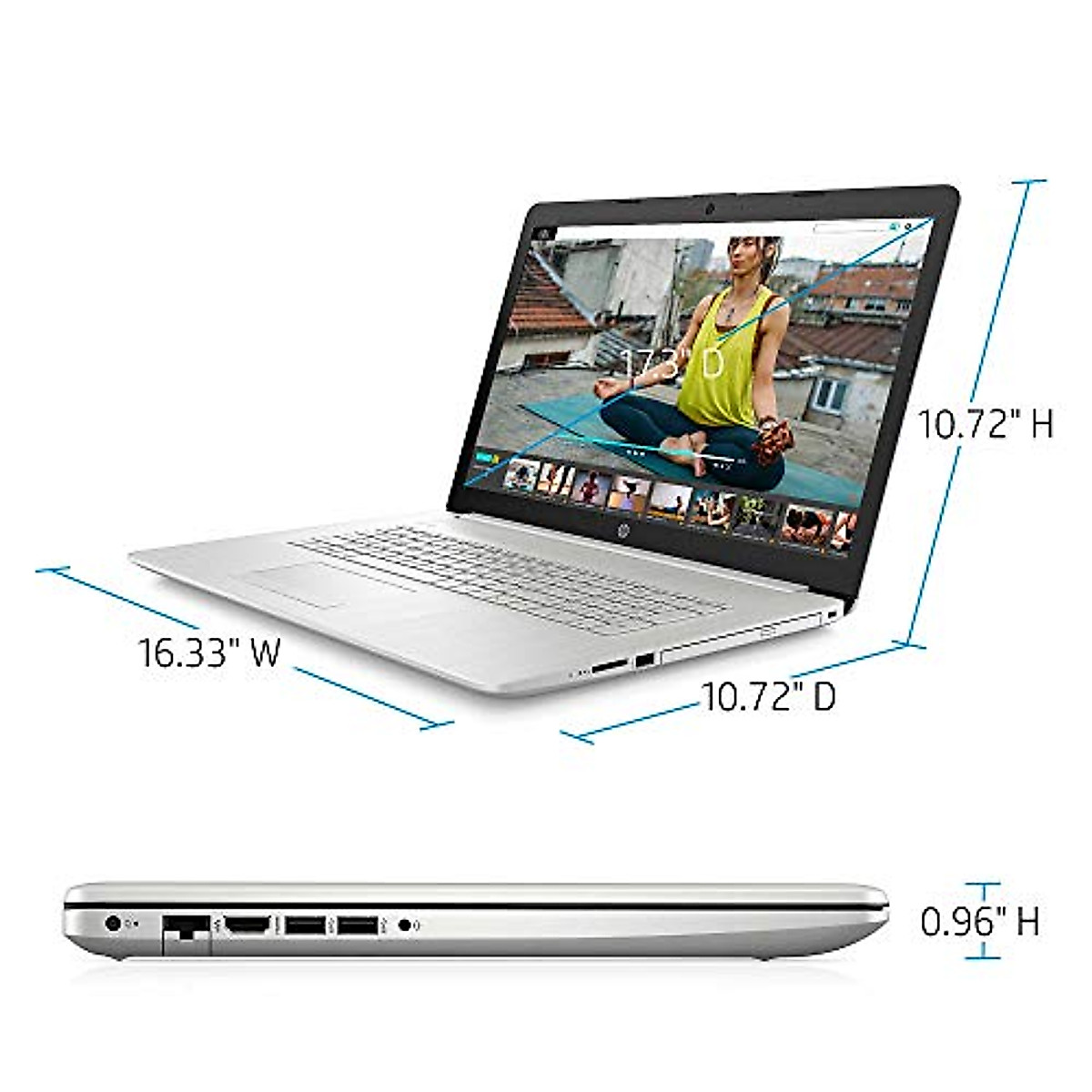 2020 New HP 17-by3063st 17.3" HD+ Display Notebook, Intel i3-1005G1, 8GB Memory, 128GB SSD + 1TB Hard Drive, Windows 10, Silver