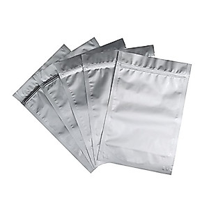 (50) - 8"x12"x4" Zip Seal Stand Up One Color Mylar Bag Gusseted Pouches - 5 mil Genuine Resealable Aluminum Foil-Lined Bag for Long Term Food, Grain, Baking, Coffee, Storage Container