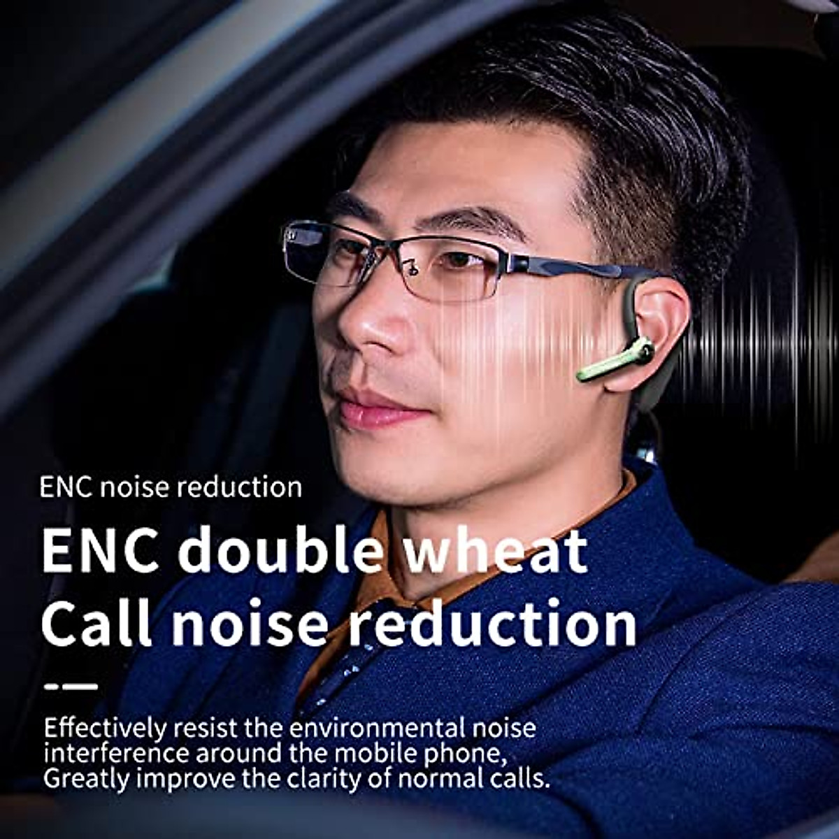 Trucker Bluetooth Headset Wireless Bluetooth Earpiece with Microphone ENC Long Battery Life Waterproof Earpiece Hands Free Headset Cell Phone Ear Pieces for Office Business Driving Work HD Phone Calls
