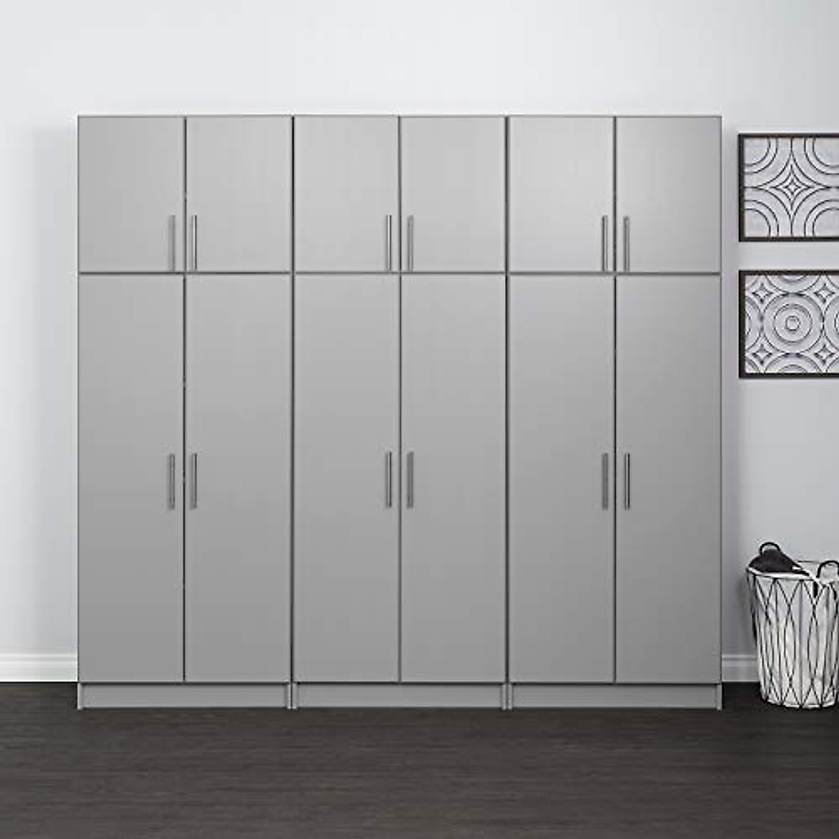 Prepac Elite 2 Door Standing Storage Cabinet, 16" D x 32" W x 65" H, Light Gray