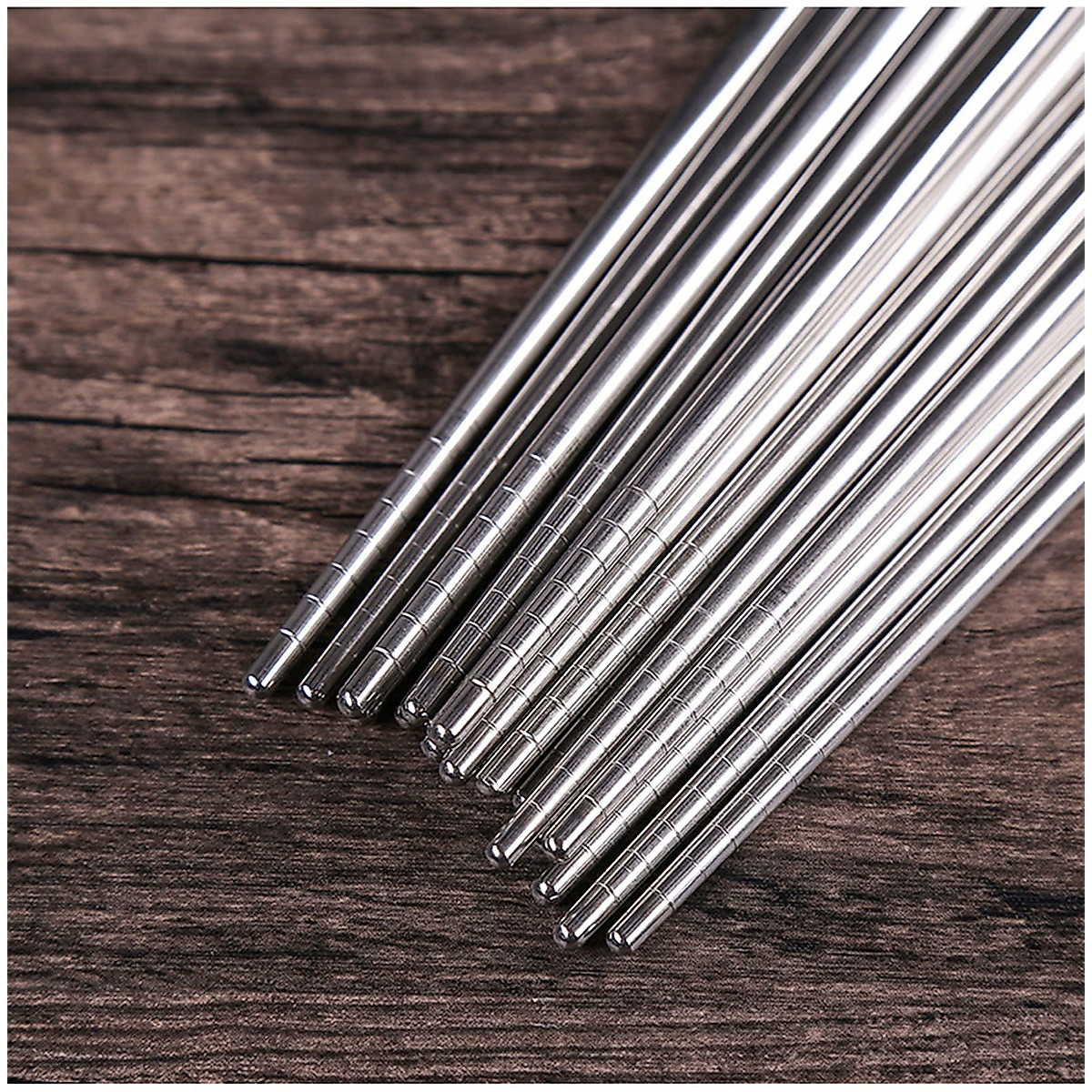 Taohang 5 Pairs Stainless Steel Reusable Chopsticks Dishwasher Safe Metal Chopsticks Lightweight Chop Sticks for Home and Restaurant (square)