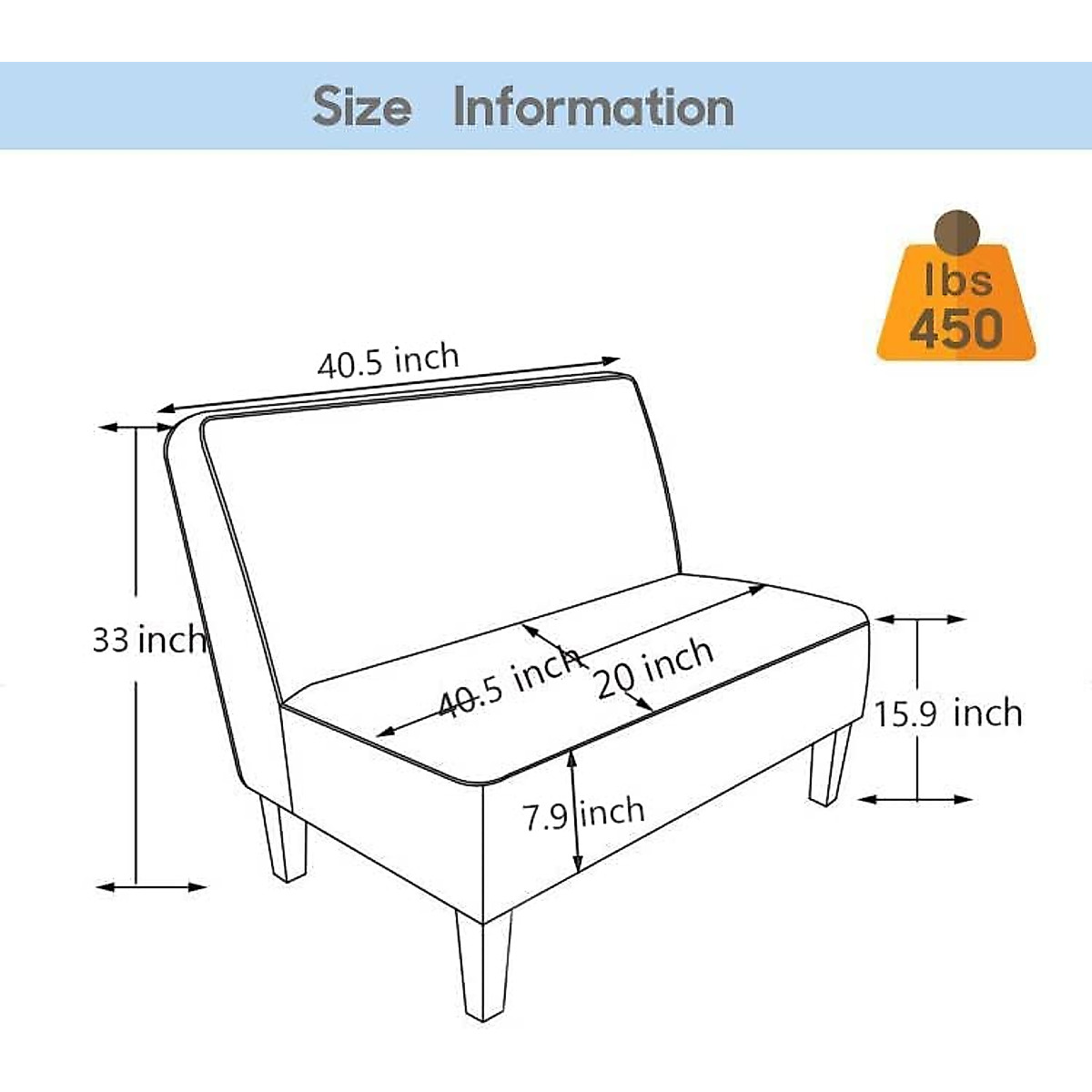 Aklaus Small Loveseat for Small Space,Armless Loveseat,Dining Bench with Back,Upholstered Dining Bench Banquettes Loveseat for Living Room, Prints