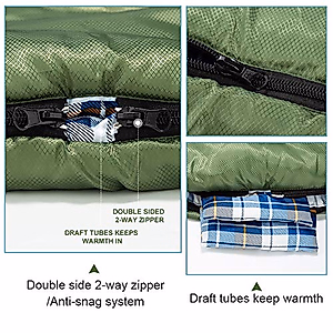 Bessport Double Sleeping Bag, 2 Person Sleeping Bags for Adults Backpacking, Lightweight and Water Repellent for 6 Season Camping, Hiking and Outdoor