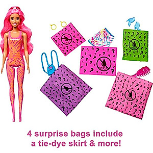 Barbie Color Reveal Doll & Accessories For 3 years and up Neon Tie-Dye Series, 7 Surprises, 1 Barbie Doll (Styles May Vary)