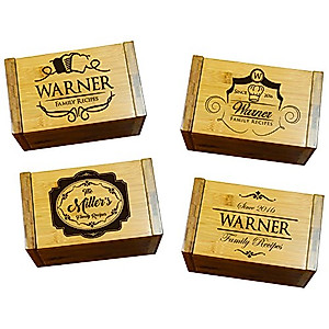 Personalized Recipe Box For Her - Custom Wood Recipe Organizer With Dividers - Kitchen Gift For Mom and Grandma