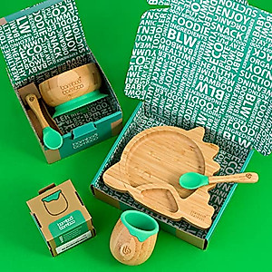 Bamboo Baby Plate with Suction - Kids and Toddler Suction Cup Plate for Babies, Non-toxic All-Natural Bamboo Baby Food Plate Stays Cool to the Touch for Baby-Led Weaning