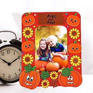Winlyn 12 Sets Fall Craft Kits Fall Thanksgiving Picture Frame Decorations Art Sets Tree of Thanks Turkey Owl Smile Face Pumpkin Autumn Leaf Foam Stickers Arts and Crafts for Kids Party Activities