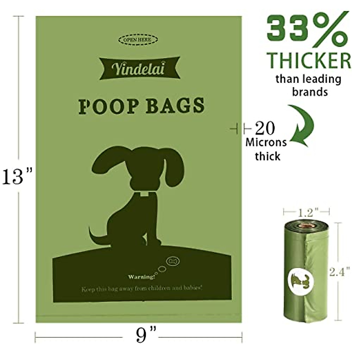 Dog Poop Bag Biodegradable Scented: Leak Proof Dog Waste Bags With 1 Dispenser, Eco-Friendly Poop Bags 26 Rolls Refills -390 Counts