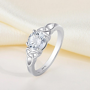 YL Celtic Knot Rings for Women 925 Sterling Silver Cubic Zirconia 18k White Gold Plated Statement Rings-size5