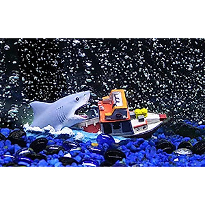 Penn-Plax Jaws Officially Licensed 2-Piece Aquarium Ornament Bundle – Includes Boat Attack and Shark Swim-Through – Small