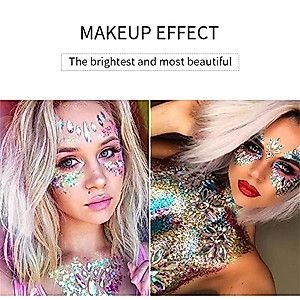 Colour Body Glitter Gel Scale Set Sequins Skin Long Lasting Sparkling Eyeshadow Lip Nail Hair Painting Glitter Decorate Art Festival Party Make Up Powder Set Glitter Eye Makeup