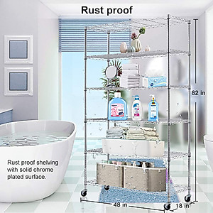 Best Home Product 6 Tier Layer Wire Shelving Unit Heavy Duty Adjustable Storage Shelves with Wheels NSF Metal Wire Shelf Standing Garage Shelves Multifunctional Storage Rack Grade Utility Shelf Rack