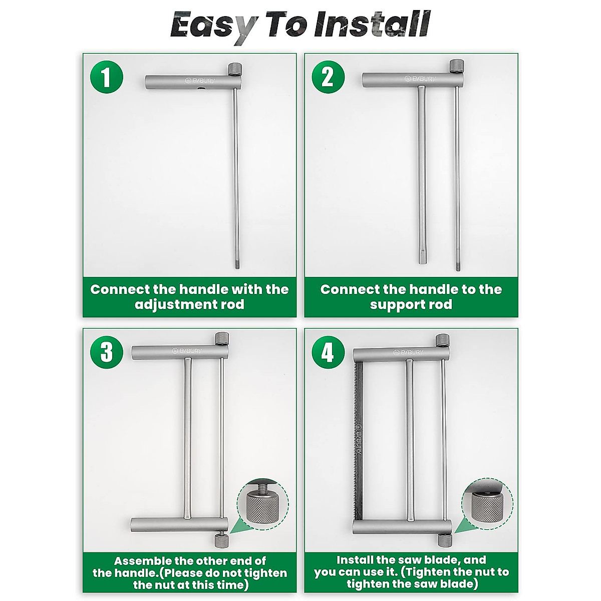 BIBURY Folding Hand Saw Outdoor Survival Tools, Portable Folding Wood Saw with 2pcs Replaceable 12.4” Blade & Buckle Cloth Bag, Aluminium Alloy Camping Pruning Tree Hand Saw for Gardening