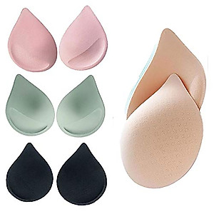 KAHIOE 1 pair teardrop shape latex breast pad Insert Women's Bra Pads Breast Enhancer Chest Push Up Cups for Swimsuits Yoga (Beige, XXL)