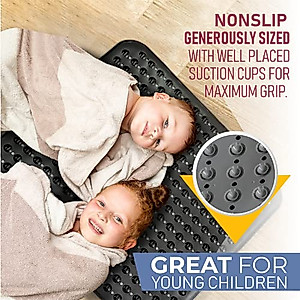 ENKOSI Extra Large Square Non Slip Shower Mat | 31 x 31-inch XL Shower Mats for Showers Anti Slip - Square Shower Stall Mat for Bathroom Shower Floors | Secure Suction Cups and Drain Holes (Grey)