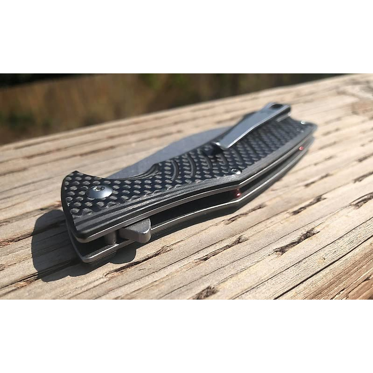 REVO NESS FOLDING KNIFE BLACK CARBON FIBER HANDLE NESSMUK BLADE PLAIN EDGE REV008CF