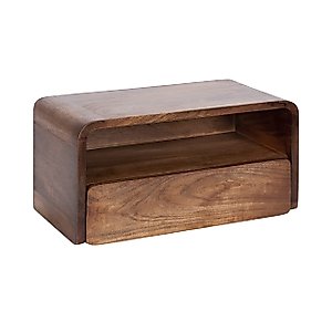 Kate and Laurel Kato Modern Wood Floating Side Table with Drawer, 18 x 10 x 9, Walnut Brown, Contemporary Wooden Floating Nightstand for Bedroom Bedside Table
