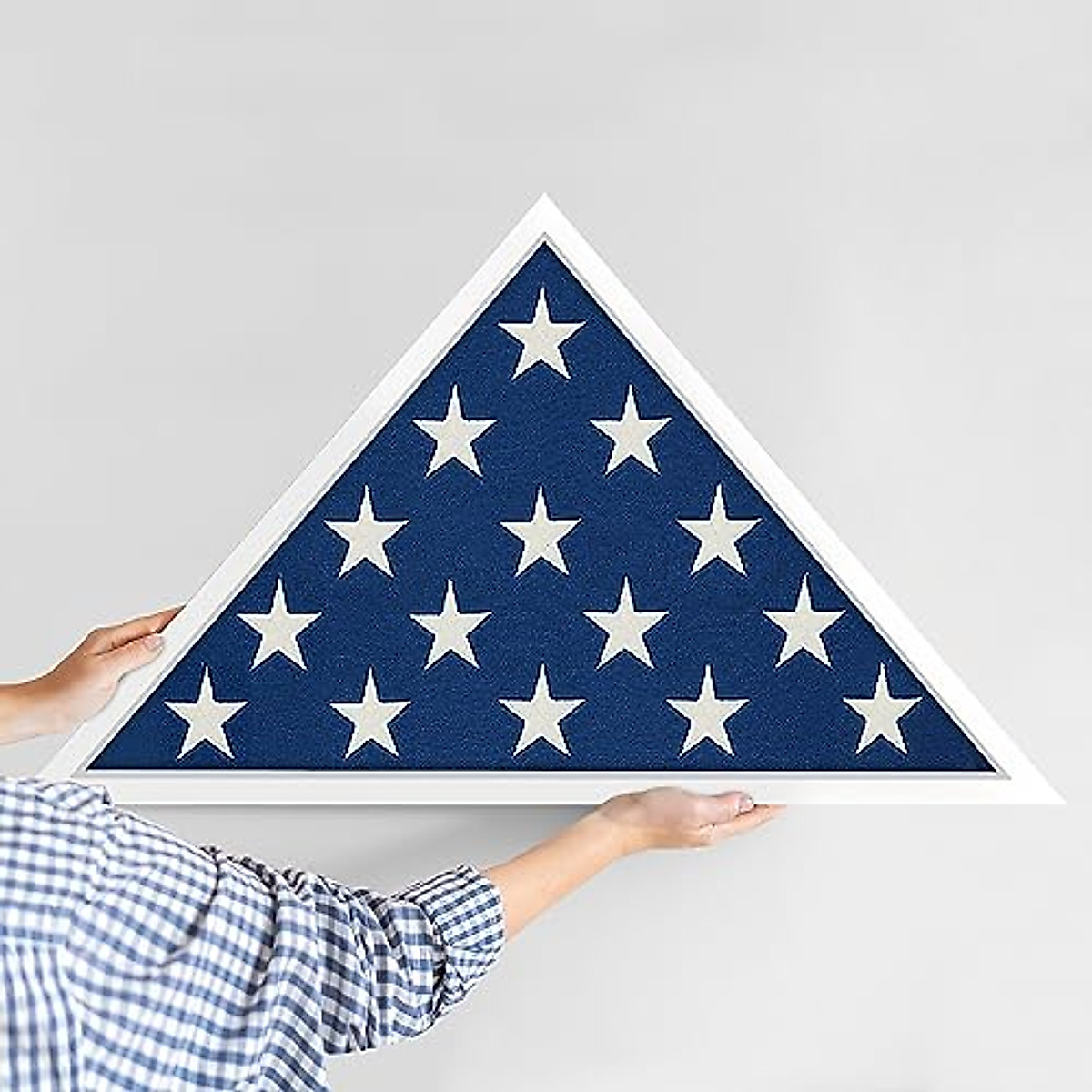 Americanflat Large Flag Display Case for Burial Flag - Fits Folded 5 x 9.5' Flag - Military Flag Case - Silhouette Collection - Flag Box Display Case for Wall or Tabletop - White