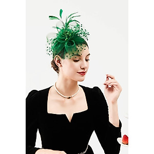 St Patricks Day Fascinators Hat for Women Tea Party Headband Kentucky Derby Wedding Cocktail Mesh 7" Hair Clip 1pc