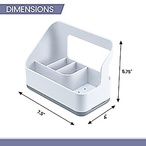 Cheer Collection Toiletry Organizer and Sponge Caddy, Countertop Organizer for Kitchen and Bathroom Sink with Removable Dividers and Drain Tray