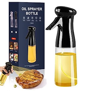 Olive Oil Sprayer for Cooking - 200ml Olive Oil Mister Glass Oil Spray Bottle, Refillable Food Grade Oil Vinegar Spritzer Sprayer Bottles for Kitchen, Air Fryer, Salad, Baking, Grilling, Frying