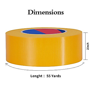 Duccinp Duct Tape 55 Yards x 2 Inch Heavy Duty, No Residue, Tear by Hand & Waterproof Yellow Duct Tape,Great for Packaging, Home Use, DIY, Projects and Repairs
