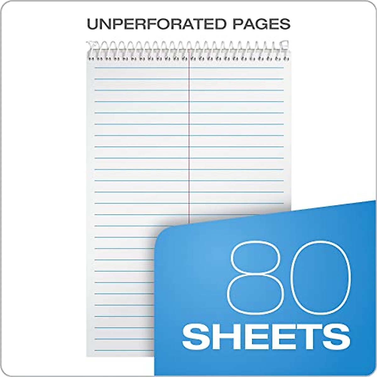 TOPS Spiral Steno Books 8 Pack, 6" x 9", Gregg Rule White Paper, Assorted Covers, 80 Sheets per Book/8 Books per Pack, Red, Black, Blue, Green (80219)