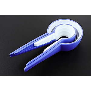 Seki Japan Multi Function Bottle Cap Opener, 2 Size Rubber Grip Jar Opener, Blue Plastic Handle Remove Stubborn Lids Kitchen Gripper, for Elderly, Women, Children