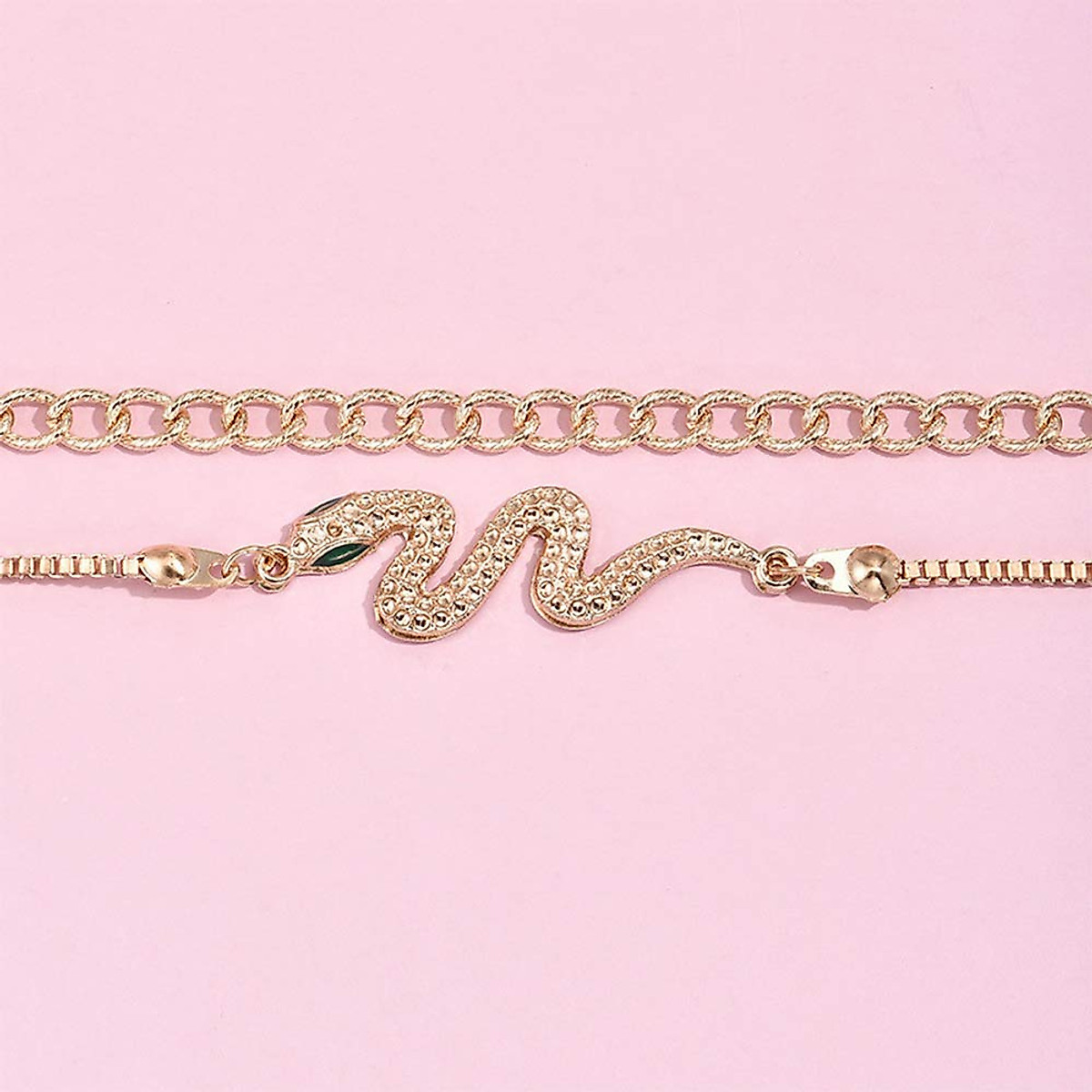 YERTTER Set of 2 Chukny Gold Chain Bracelet Snake Bangle for Women Adjustable Bracelets Jewelry Gift for Teen Girls